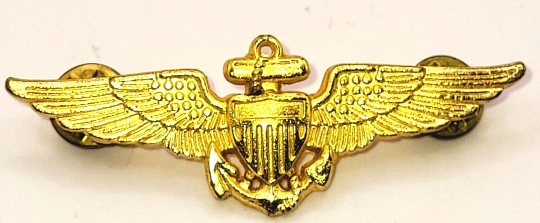 Militaria US Navy Pilot Wings Pin Badge Vintage Gold Tone no Clutch ...