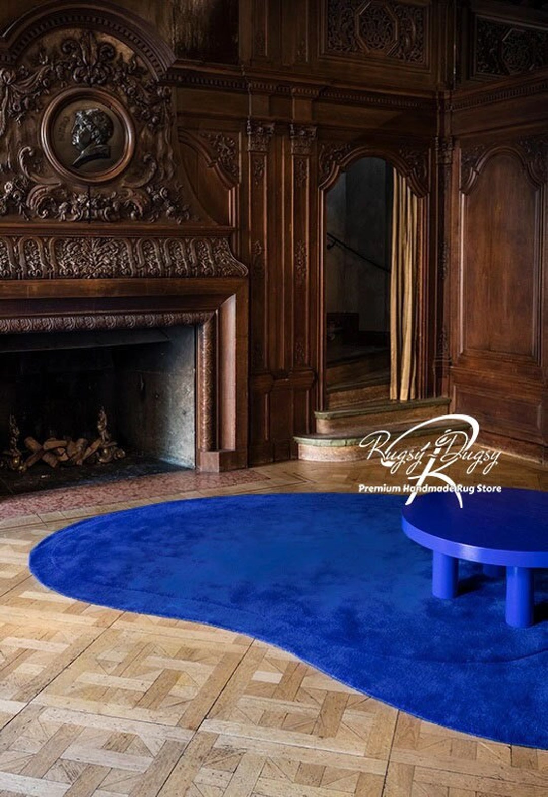 Oval Kidney Shaped Rug Hand-tufted 100% Wool Area Rug for Interior ...