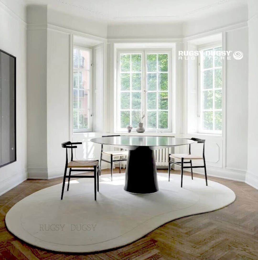 Oval Kidney Shaped Rug Hand-tufted 100% Wool Area Rug for Interior ...