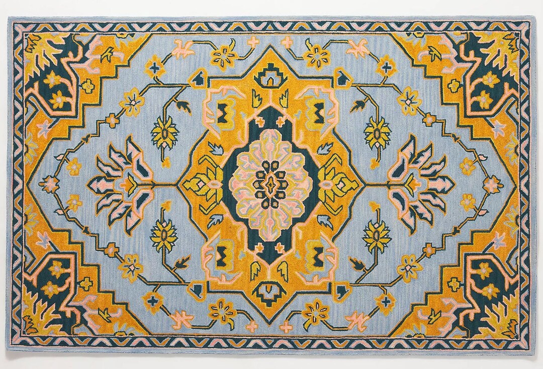 Caro Blue, Pink & Navy Color Versions, 100% Wool Handmade Hand-tufted ...