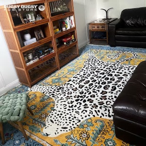 Octavia Lazy Leopard Rug 100% Wool Handmade Tuft Rug Indoor Tufted Rug ...