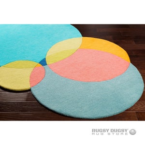Aesthetic Bubble Rugs Unique Round Rugs Blue/brown/beige 100% Wool Hand ...
