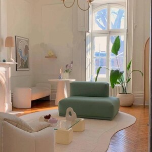 Oval Kidney Shaped Rug L Hand-tufted 100% Wool Area Rug for Interior ...