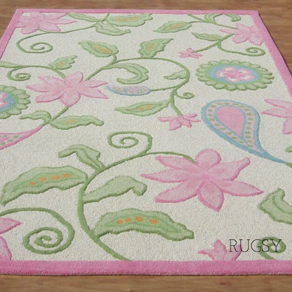 Pink Floral Rug - Etsy