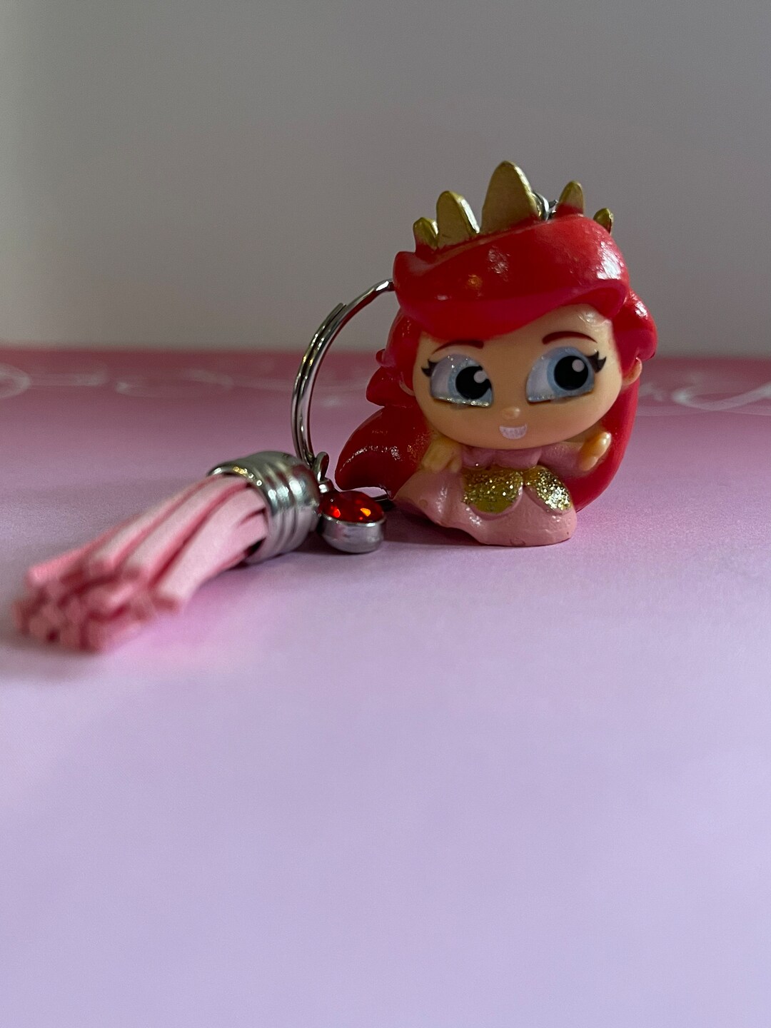 Doorable Ariel Mermaid in Pink Dress With Dark Pink Tassel Keychain - Etsy