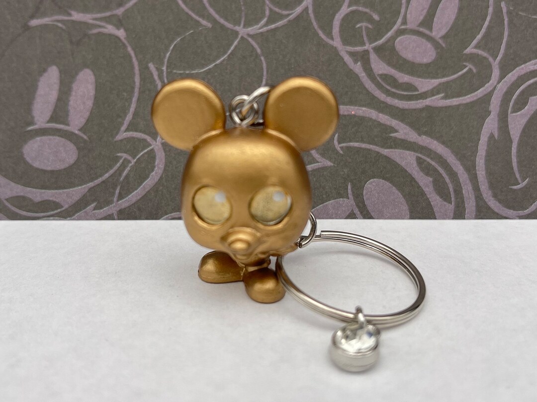 Doorable Bronze Mickey Mouse Keychain With a Clear Gem Charm Tassle ...