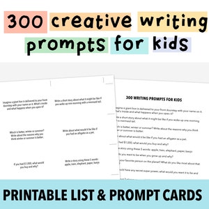 300 Creative Writing Prompts for Kids - Etsy