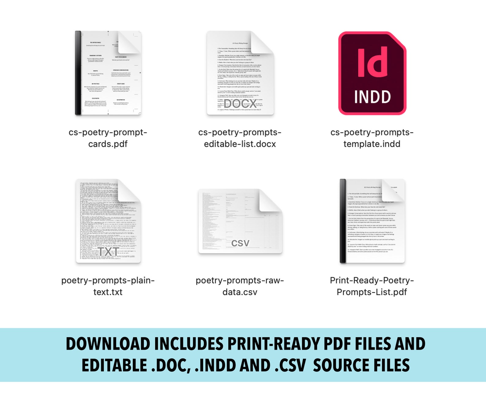 101 Poetry Writing Prompts Printable Cards + List - Etsy