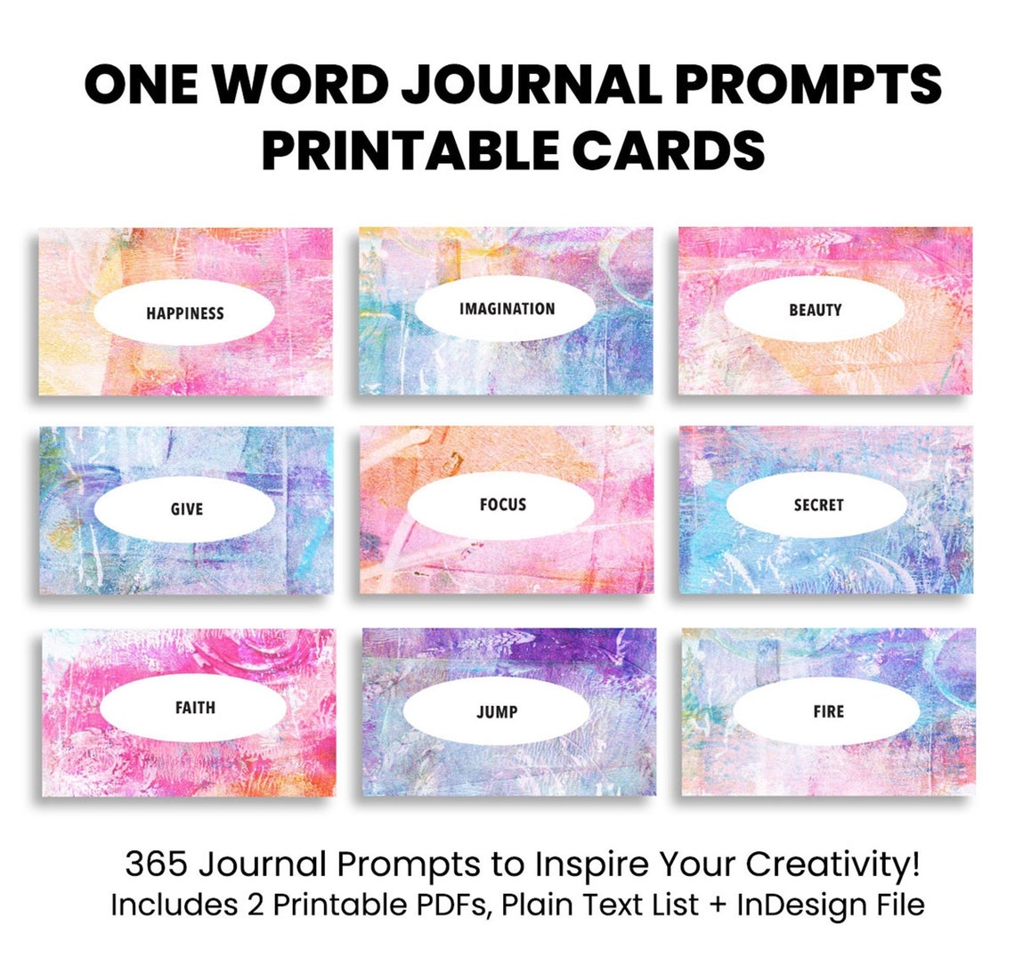 One Word Journal Prompts Printable Prompt Cards - Etsy