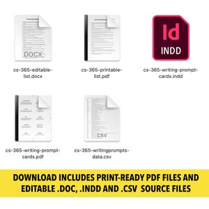 365 Printable Writing Prompt Cards - Etsy