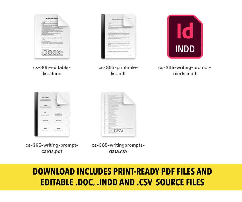 365 Printable Writing Prompt Cards - Etsy