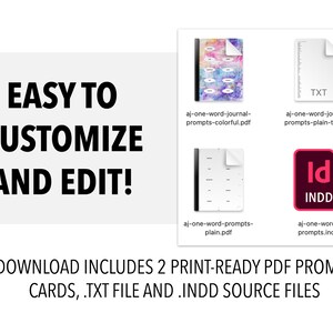 One Word Journal Prompts Printable Prompt Cards - Etsy