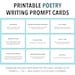 101 Poetry Writing Prompts Printable Cards + List - Etsy