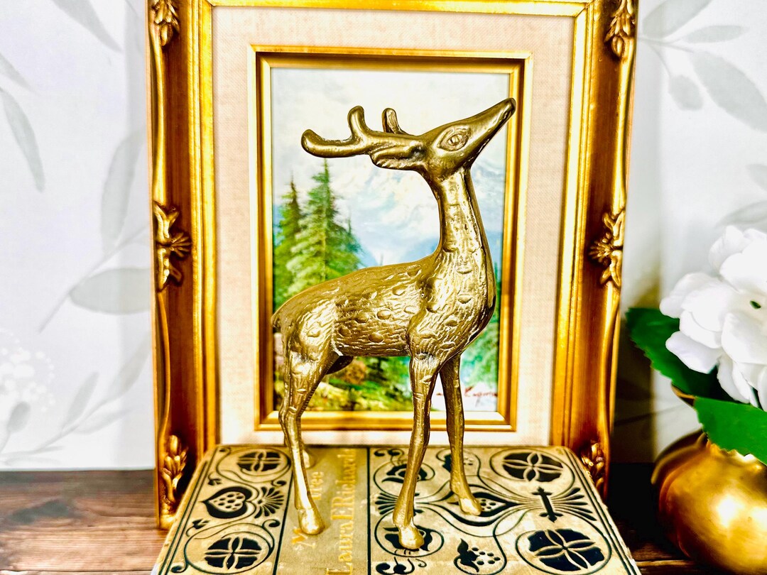 Vintage 1960s Mid-century Modern (MCM) Brass Spotted Deer Stag Figurine ...