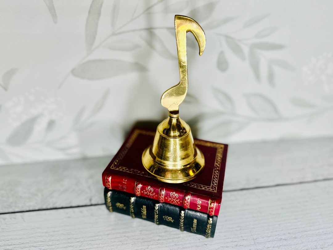 Brass Hand Bell Musical Note Handle Vintage Handbell Music Lovers Bell ...