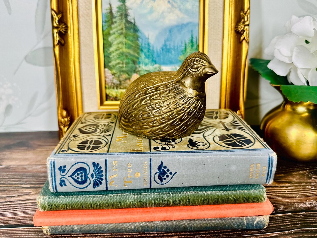 Vintage Mid-century Brass Quail Figurine Rustic Partridge Bird Statue ...