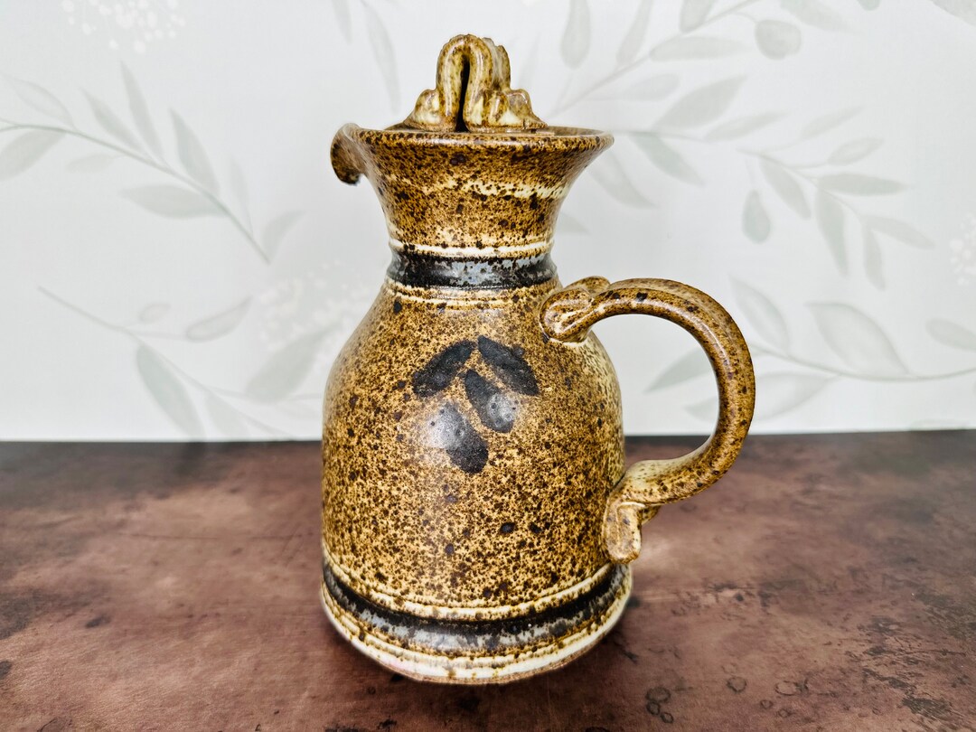 Vintage Pottery Jug With Lid: Connie Westrom Stoneware Pitcher - Etsy