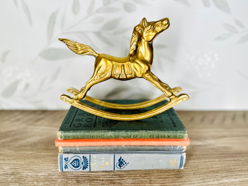 Solid Brass Rocking Horse Sculpture Vintage Home Decor Grandmillennial ...