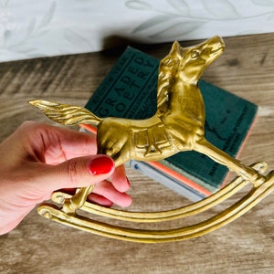 Solid Brass Rocking Horse Sculpture Vintage Home Decor Grandmillennial ...