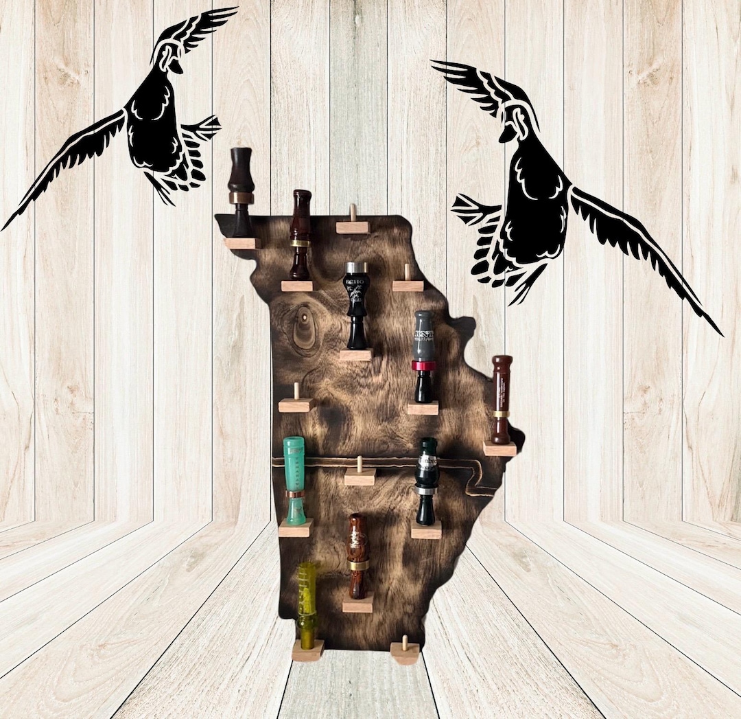 Custom Wooden Duck Call Display | State-shaped Hunting Call Rack ...