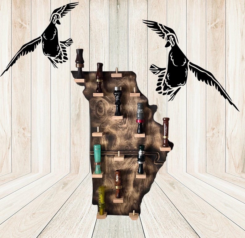 Custom State-shaped Duck Call Rack: Wooden Hunting Lodge Decor - Etsy