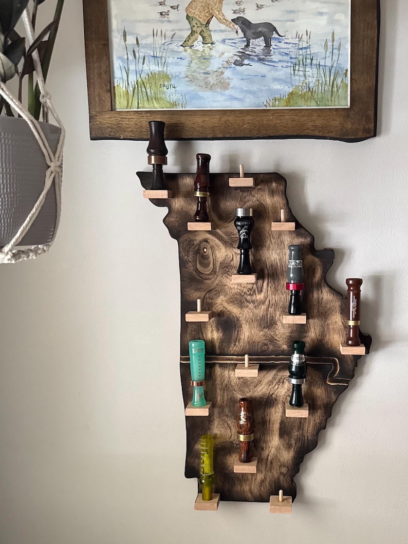 State-shaped Hunting Call Rack | Custom Wooden Duck Call Display ...