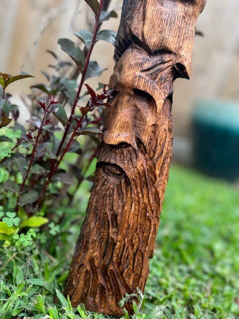Hand Carved Oak Tree Spirit, Hanging Wall Art Rustic Home Decor Wood ...
