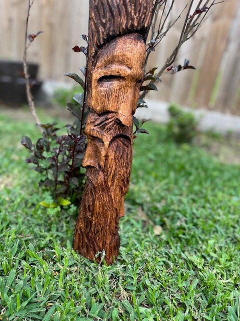 Hand Carved Oak Tree Spirit, Hanging Wall Art Rustic Home Decor Wood ...