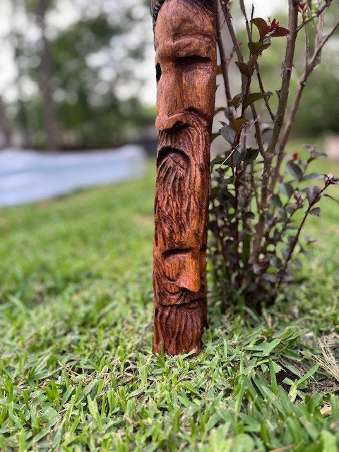 Hand Carved Oak Tree Spirit, Hanging Wall Art Rustic Home Decor Wood ...