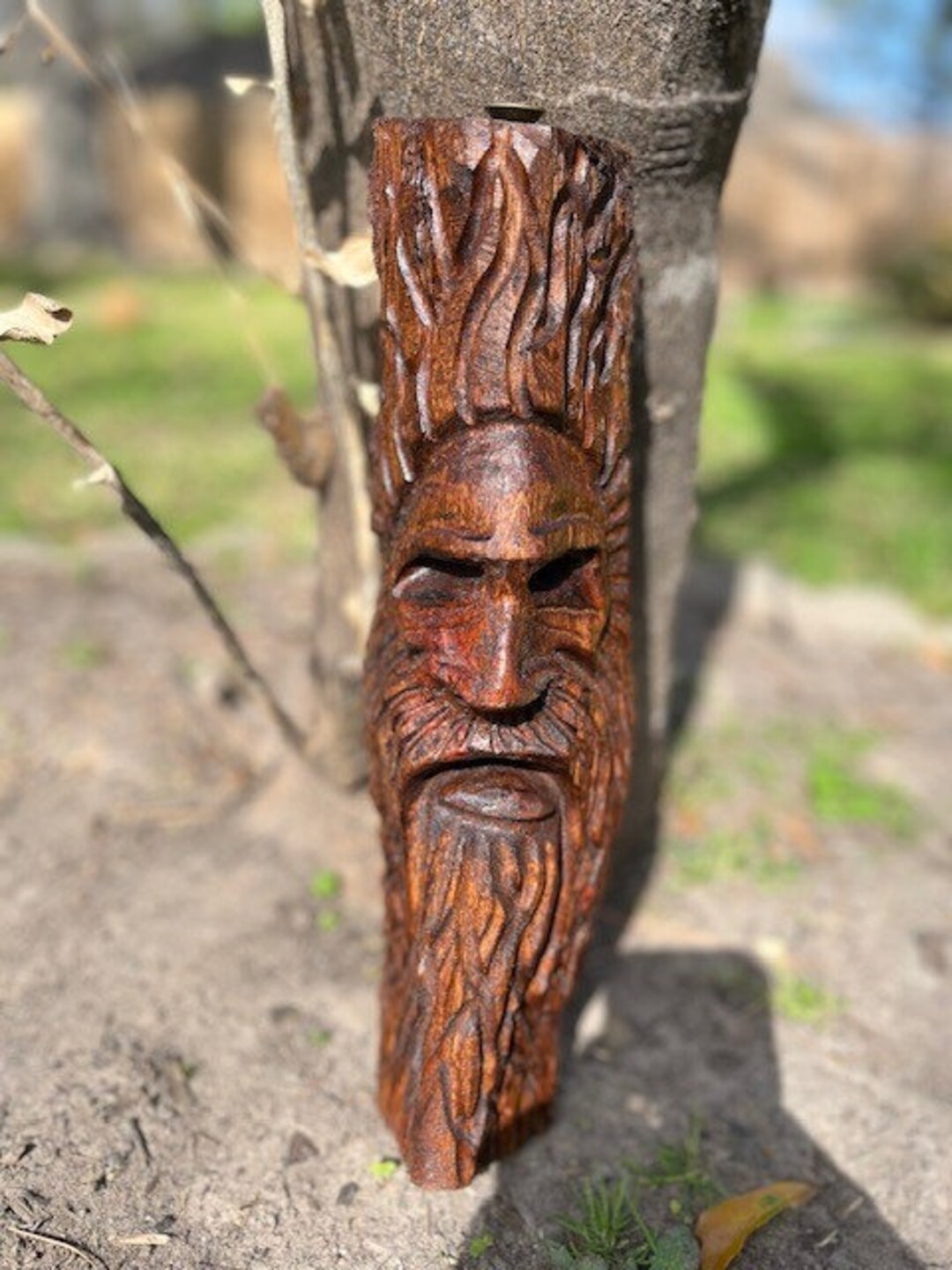 Hand Carved Oak Tree Spirit, Incense Burner Rustic Home Decor Wood ...