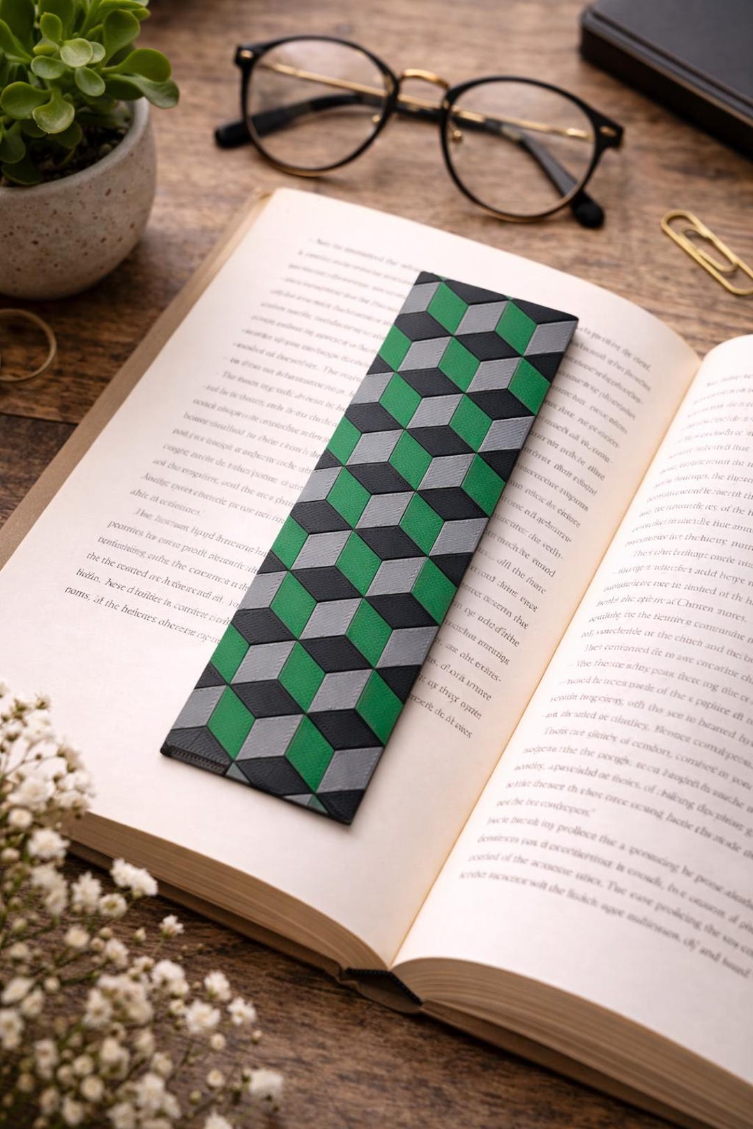 Geometric 3D Printed Bookmark | Modern Optical Illusion Design ...