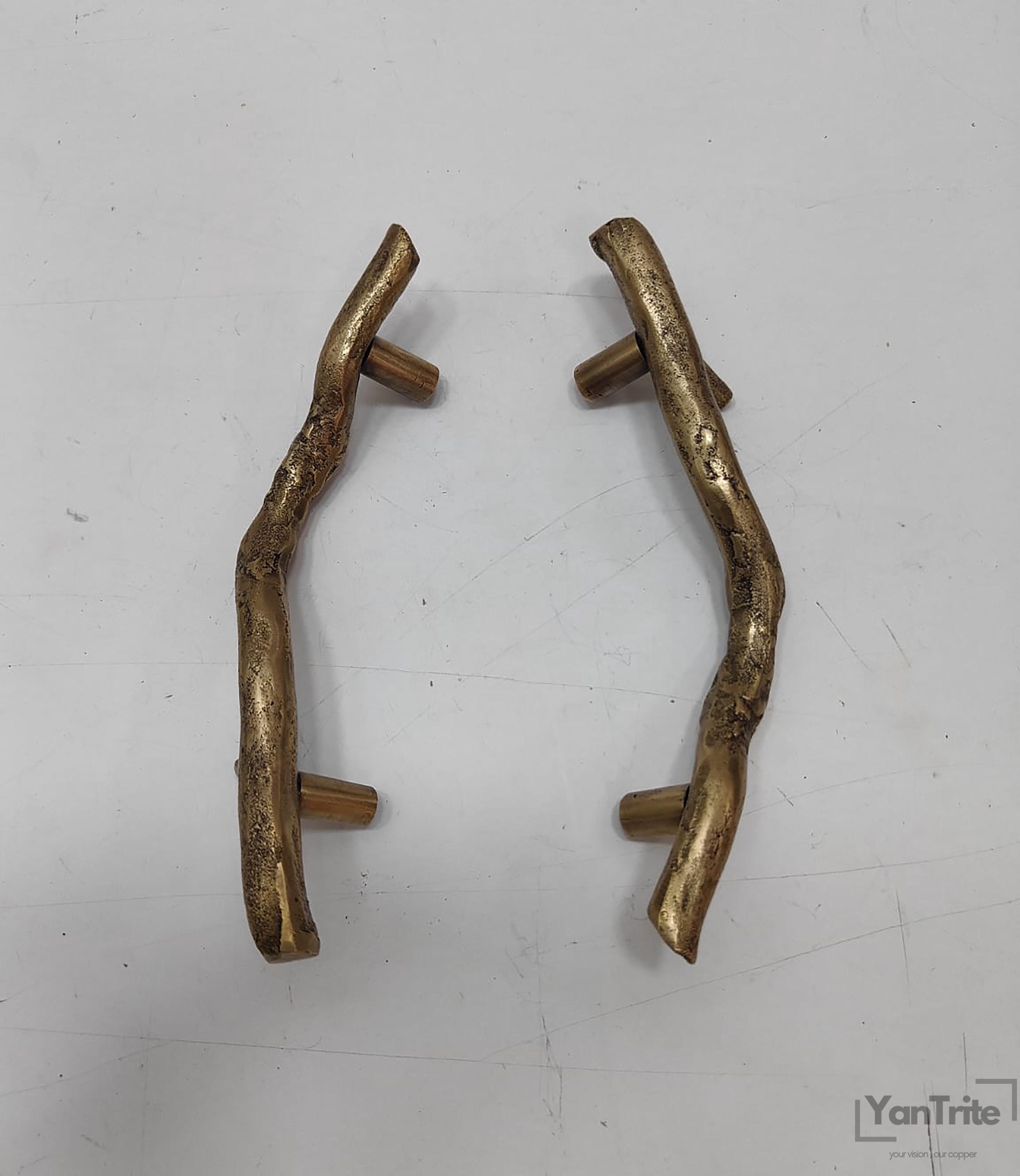 Set of Two Rustic Brass Branch Door Handles Nature-inspired Organic ...