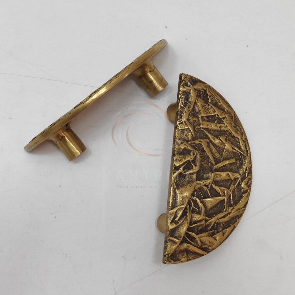 Textured Brass Semi-circle Door Handles Artistic Vintage Design - Etsy