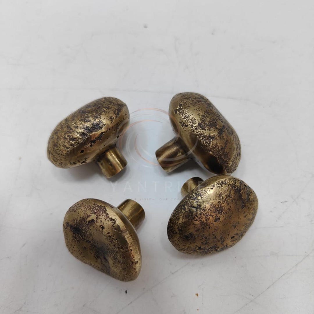 Handcrafted Solid Brass Cabinet Knobs Rustic Vintage Drawer Pulls With ...