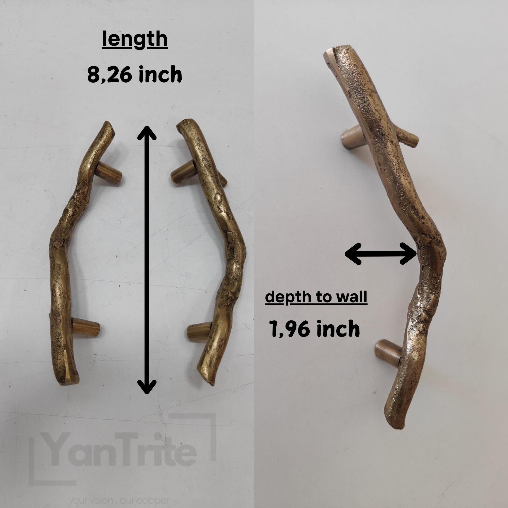 Set of Two Rustic Brass Branch Door Handles Nature-inspired Organic ...