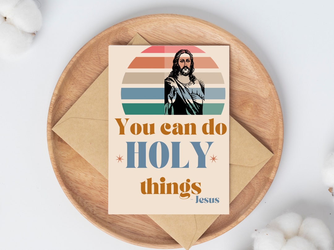 Retro_jesus Holy Things_prayer Card_digital Print - Etsy