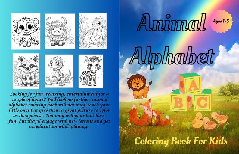 Animal Alphabet Coloring Book for Ages 1-5, Educational, Learning Fun ...