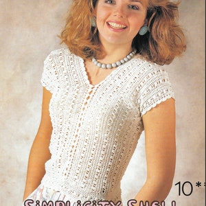 Vintage 1980s Crochet Pattern for Simple Short Sleeve Top, Simplicity ...