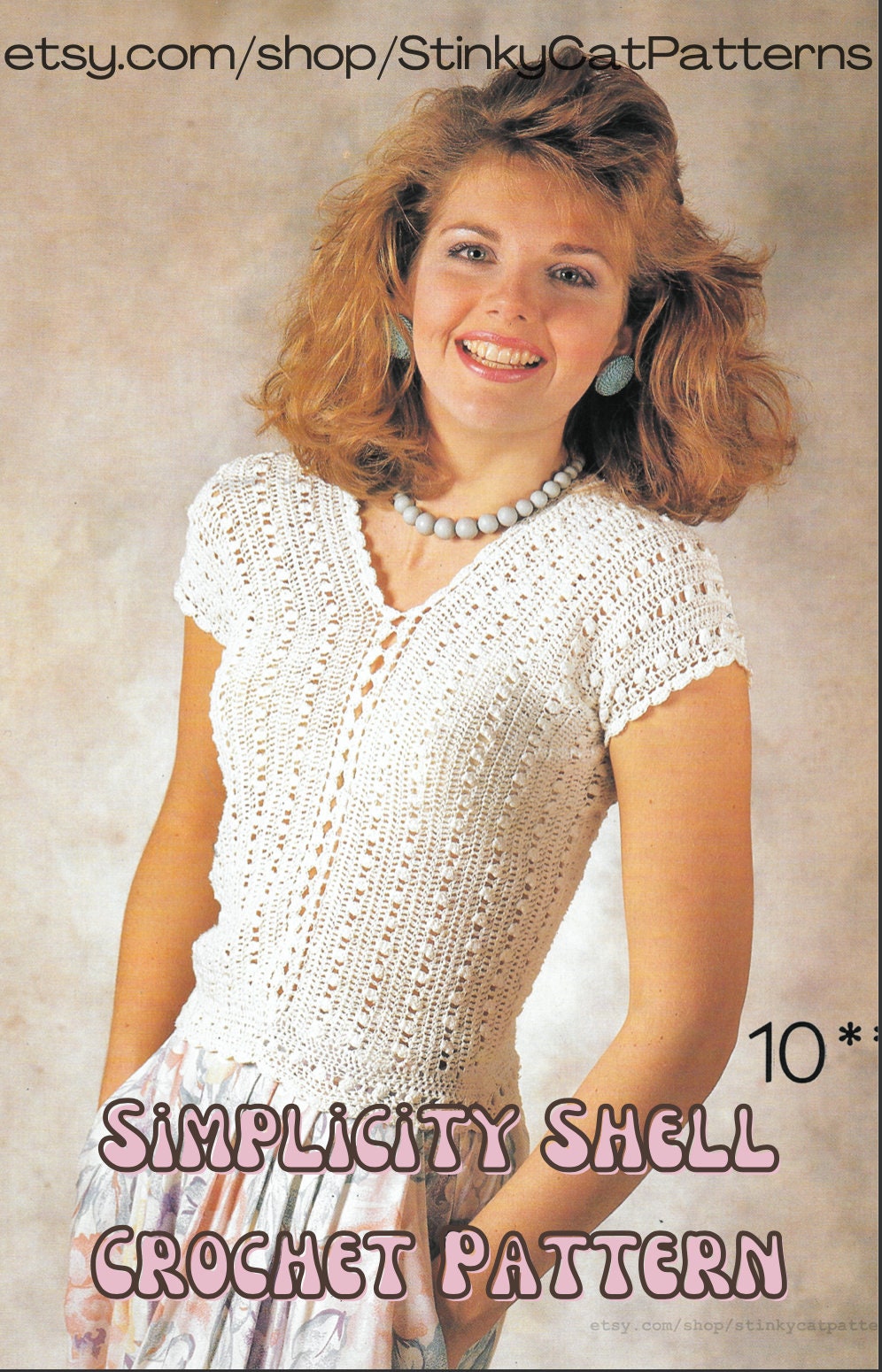 Vintage 1980s Crochet Pattern for Simple Short Sleeve Top, Simplicity ...