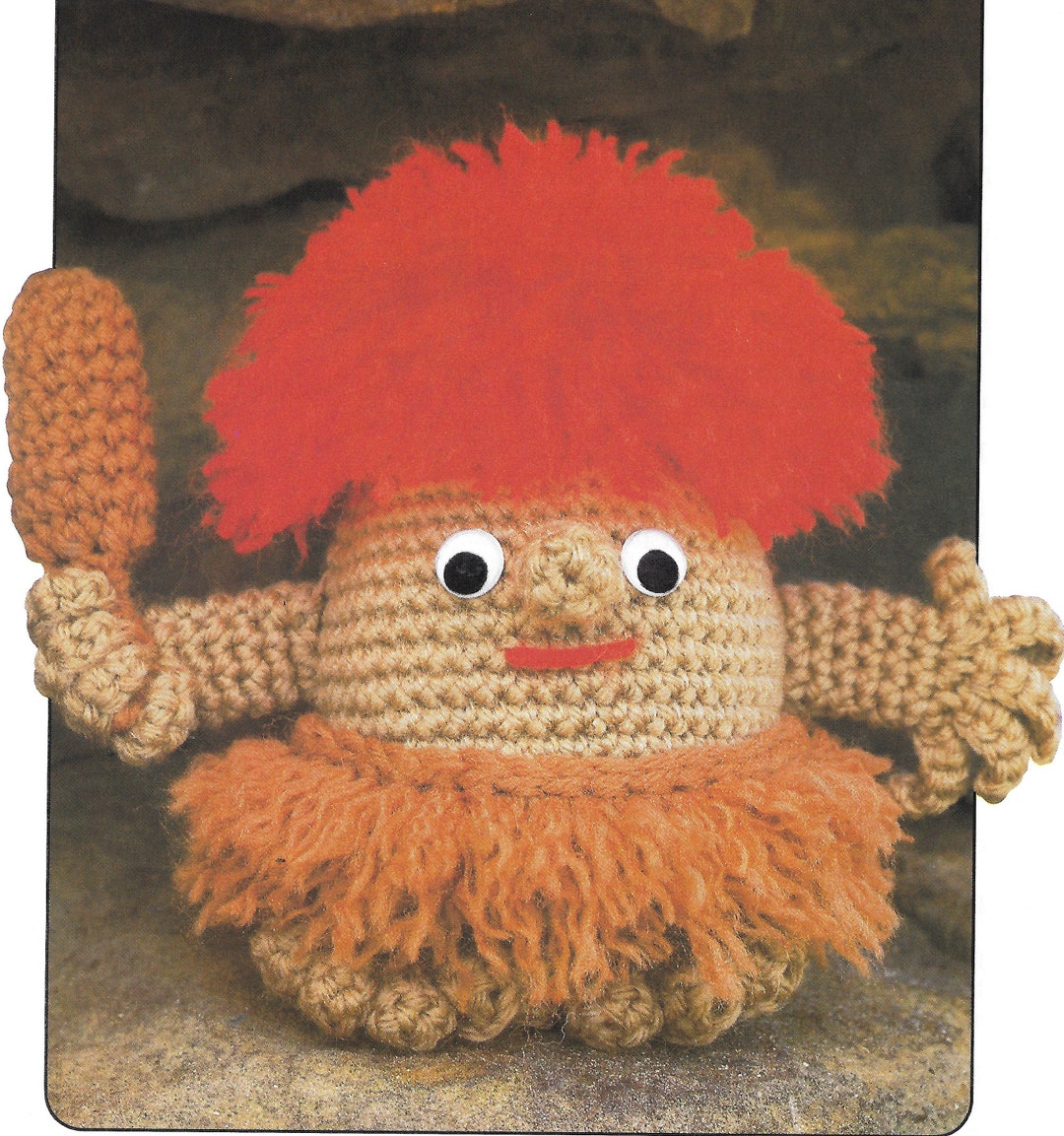 Vintage Caveman Crochet Pattern, Kitschy Fun Crochet Doll Pattern From ...