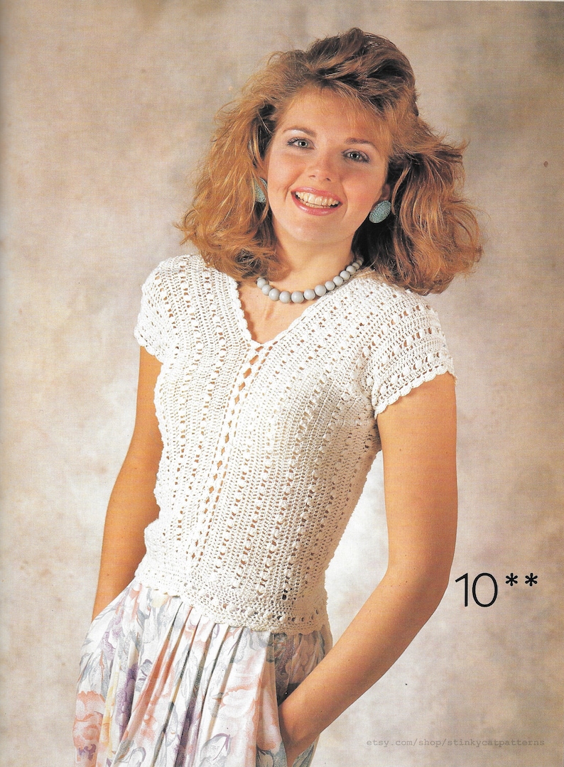 Vintage 1980s Crochet Pattern for Simple Short Sleeve Top, Simplicity ...