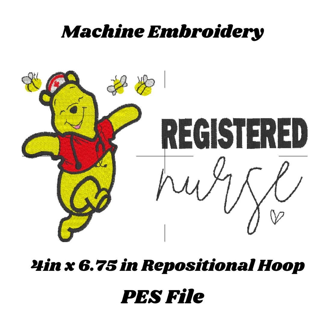 Winnie the Pooh Registered Nurse Repositional Hoop 4 X 6.75 in ...