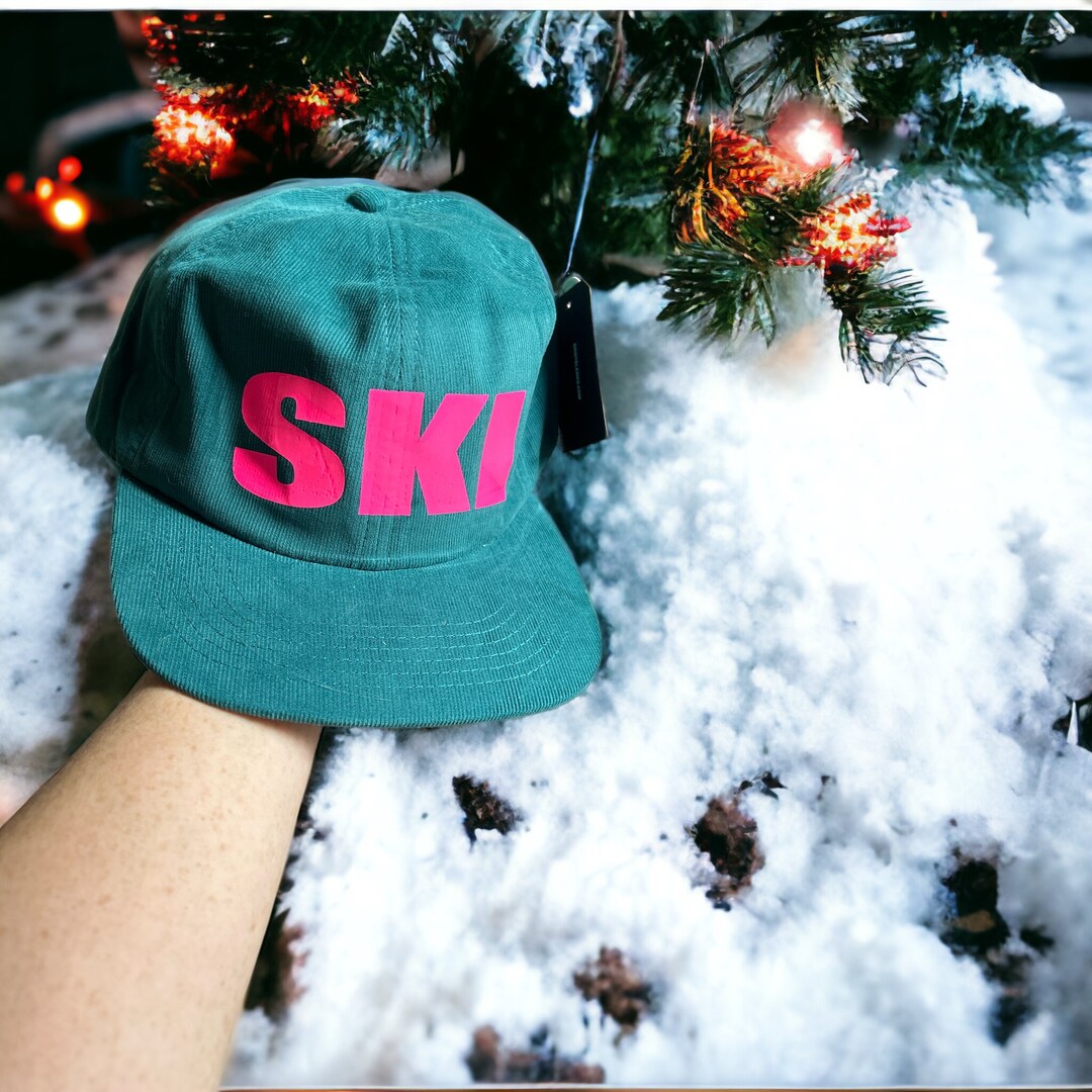 Neon Corderoy Hat With SKI Screen Print Bright Skiing Cap Vibrant Ski ...