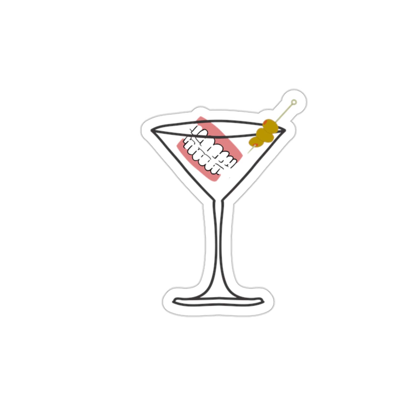 Dirty Martini With Dentures Sticker Funny Cocktail Decal Dental Humor ...