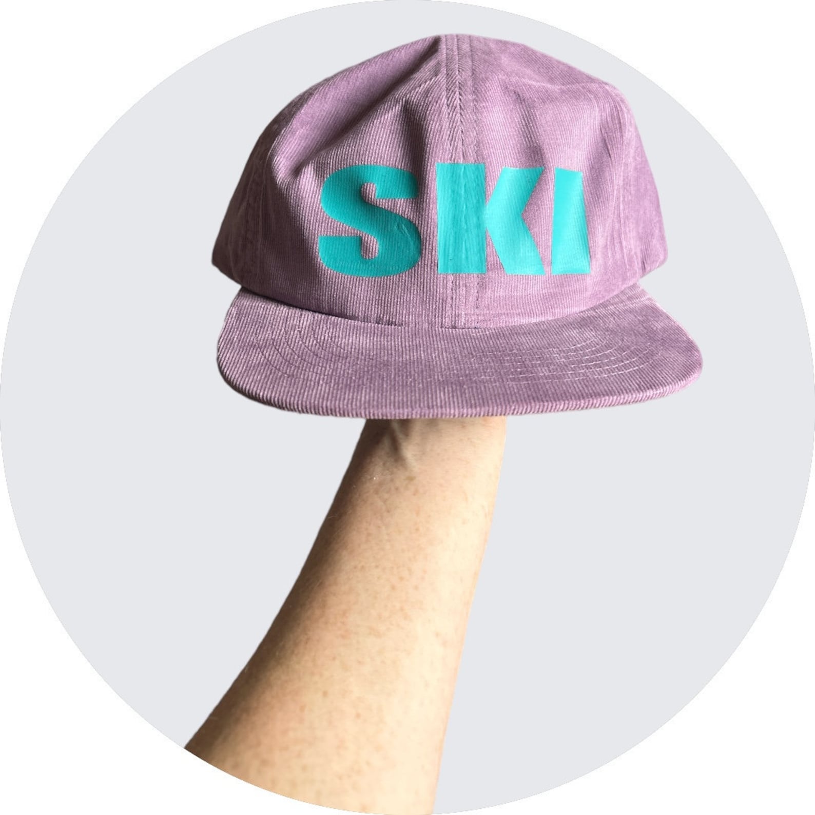 Neon Corderoy Hat With SKI Screen Print Bright Skiing Cap Vibrant Ski ...