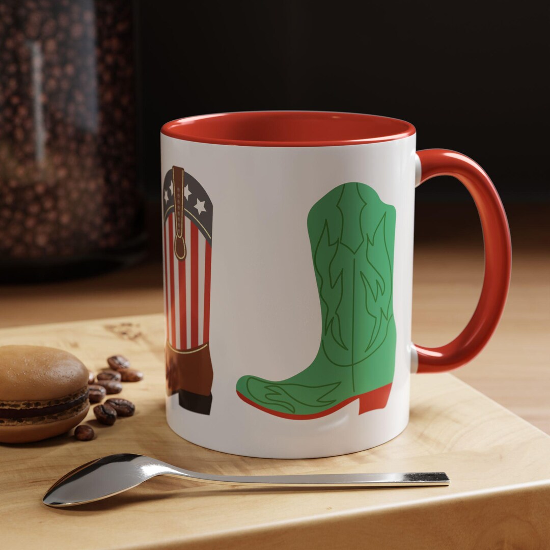 Cowboy Boots Red Accent Coffee Mug, Western Cowgirl Country Kitchen ...