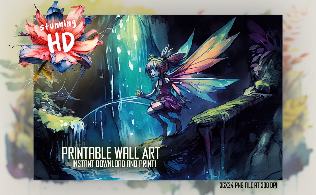 Beautiful Watercolor Painting of an Mystical Water Sprite With - Etsy