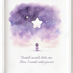 Twinkle Little Star Watercolor Art,painting With Lyrics,sky and Child ...