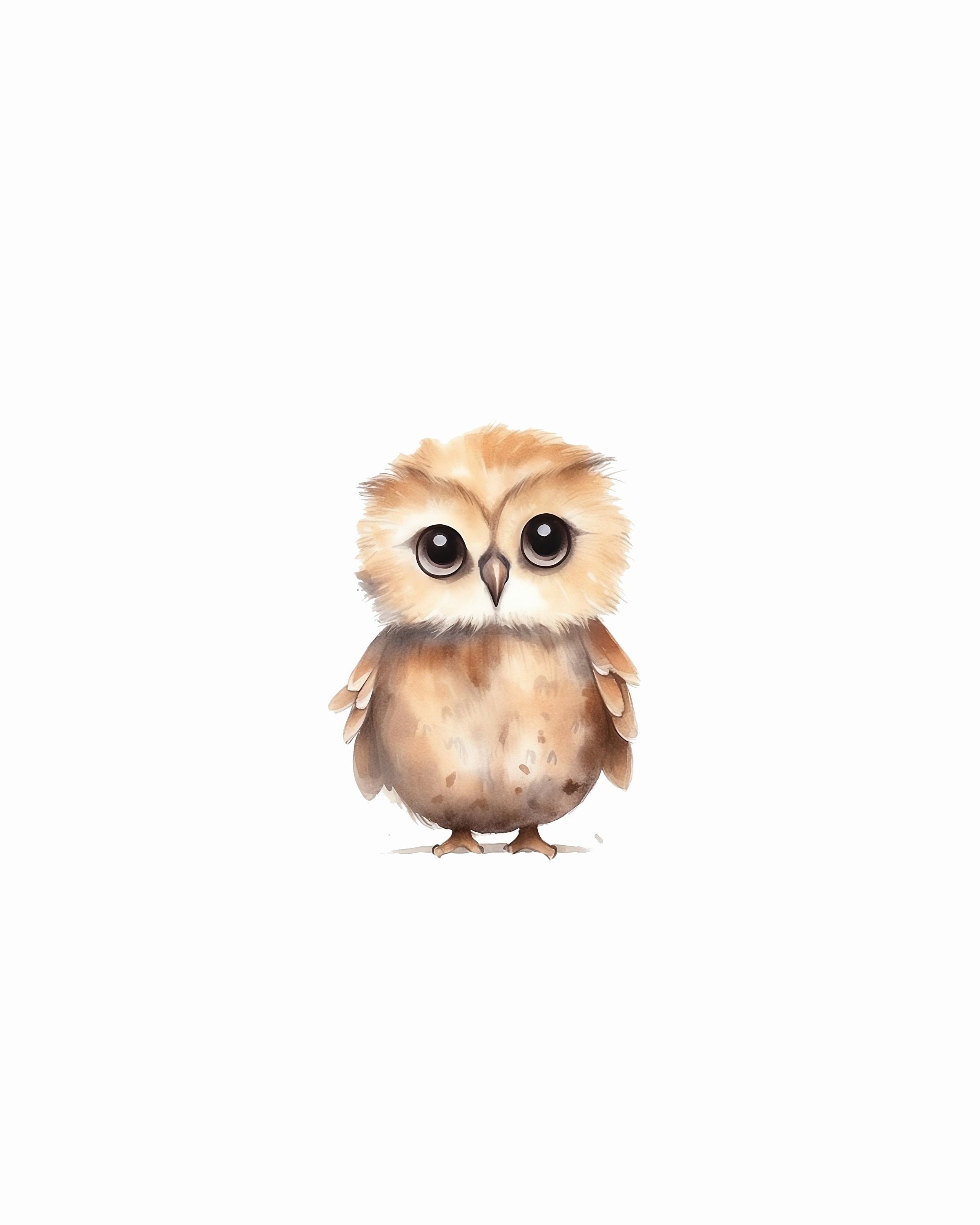 Owl Watercolor Art,cute Minimal Design,forest Bird Illustration ...