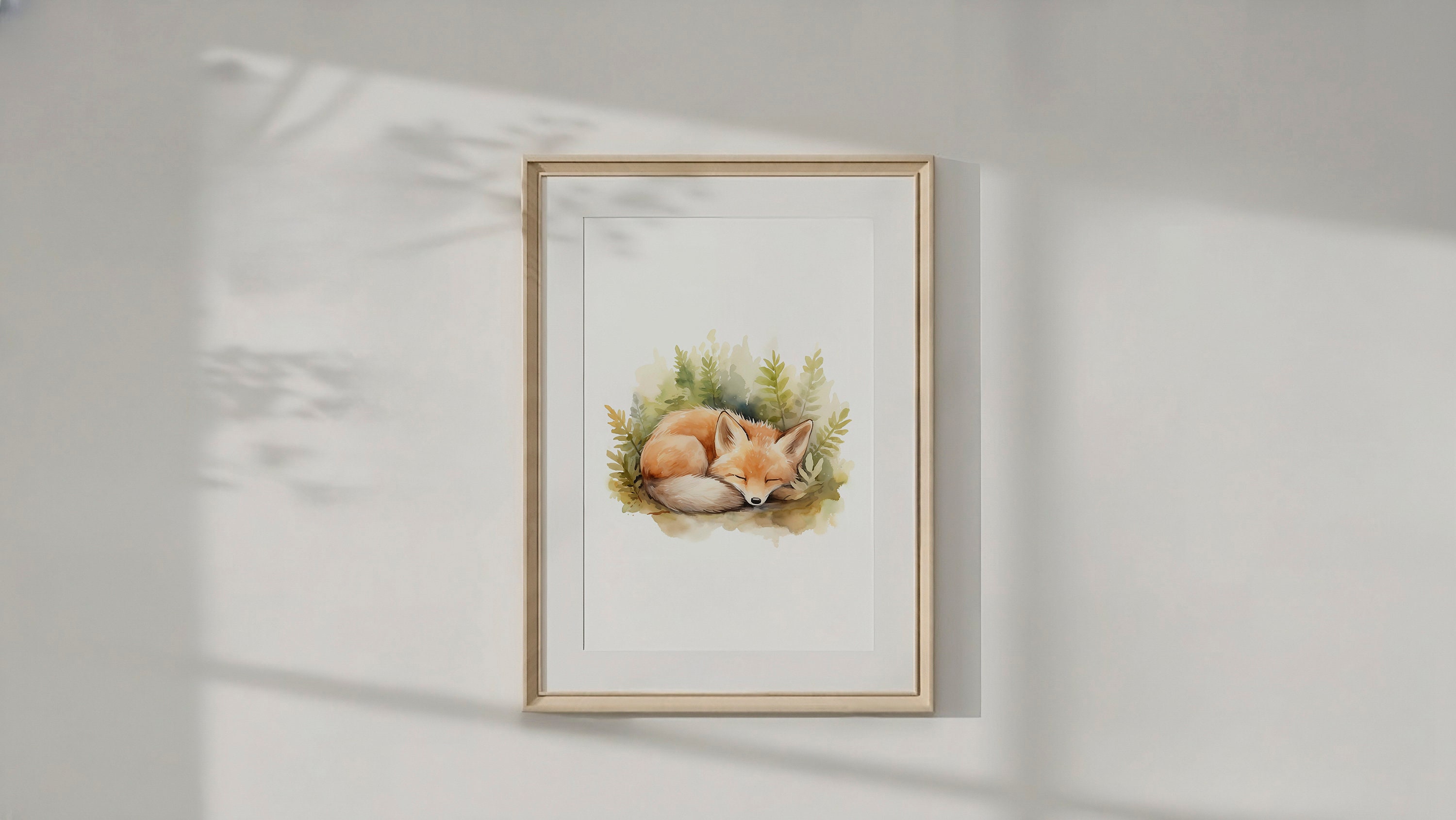 Fox Sleeping Watercolor Painting,good Night Kids Art,digital Download ...